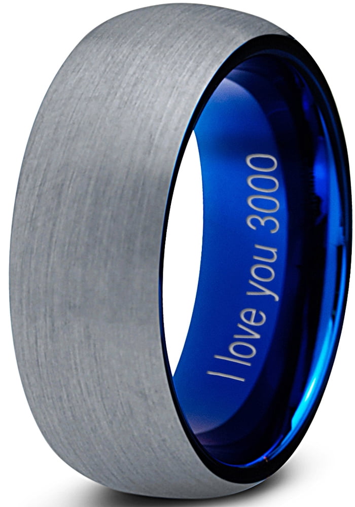 Tungsten I Love You 3000 Quote Engraved Band Ring 8mm Men Women Comfort ...