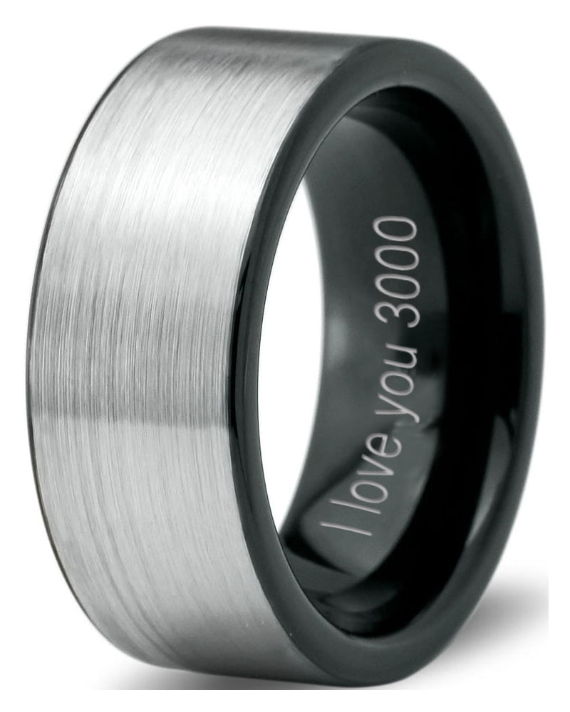 Tungsten I Love You 3000 Quote Engraved Band Ring 8mm Men Women Comfort ...