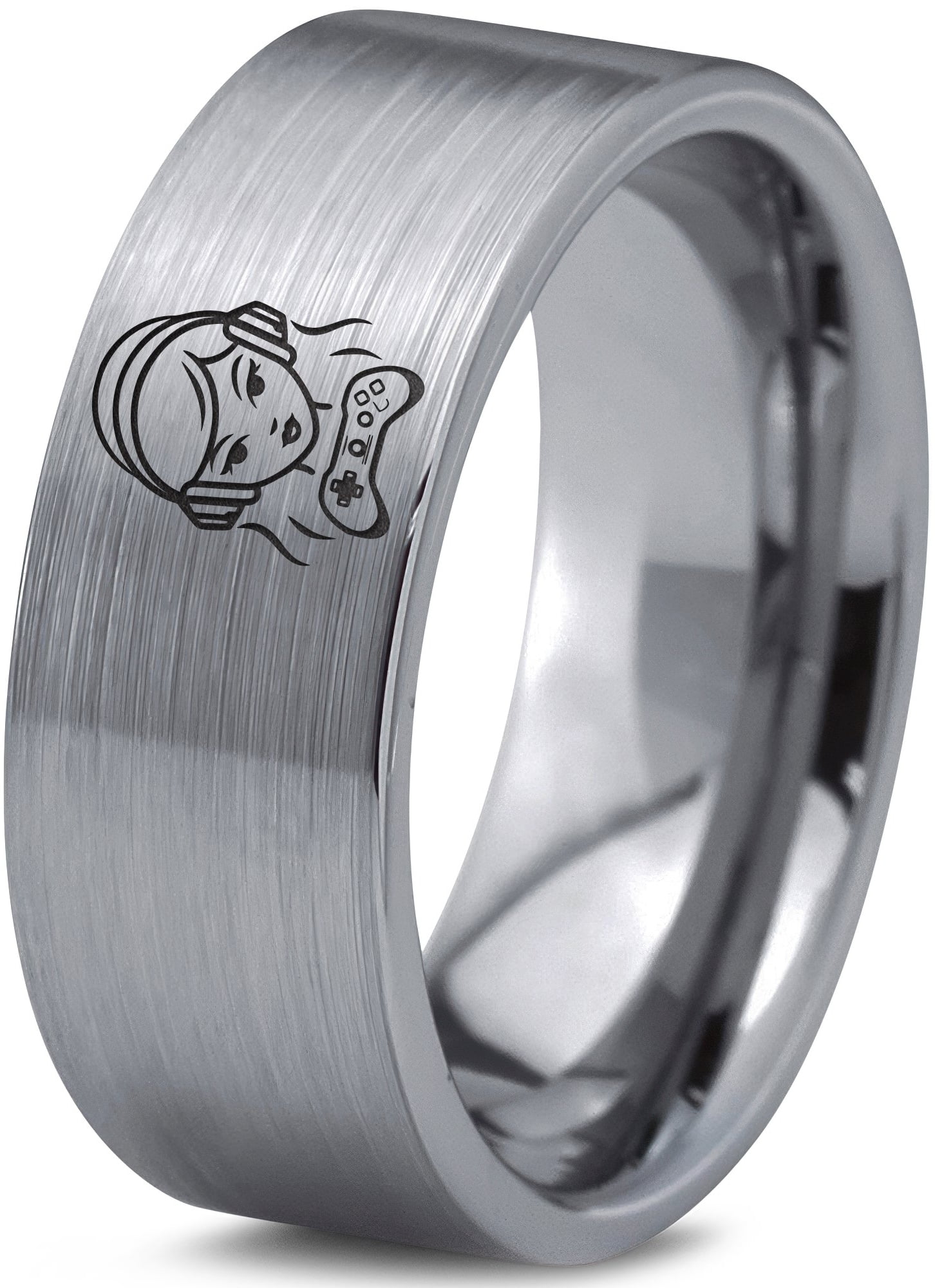 Engagement Rings Gamer Tungsten Grey Band Bridesmaid Gift Couples ...