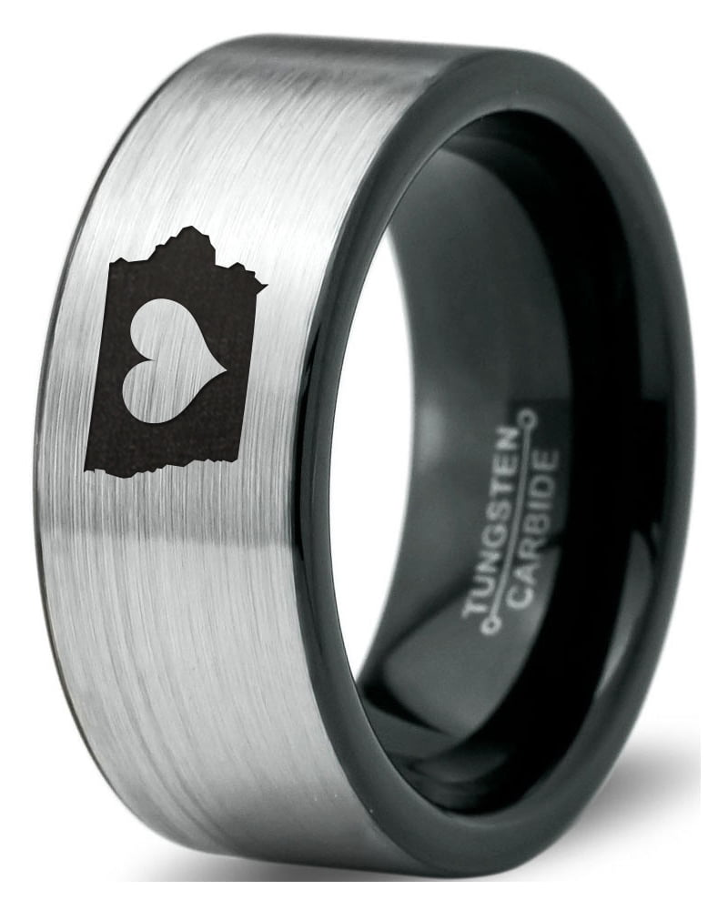Tungsten Iowa Hawkeye State Heart Band Ring 8mm Men Women Comfort Fit ...