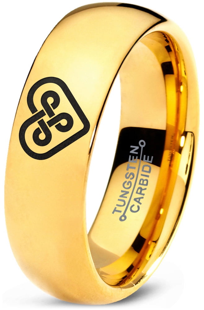 Tungsten Keltic Celtic Knot Heart Shape Band Ring 7mm Men Women Comfort ...