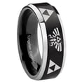 Tungsten Legend of Zelda 8mm Brushed Black 2 Tone Beveled Edges Men ...