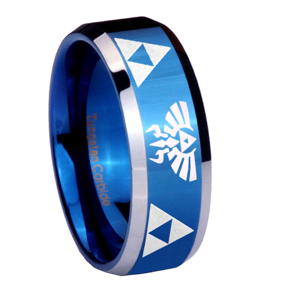 Tungsten Legend of Zelda 8mm Glossy Blue Two Tone Polished Beveled ...