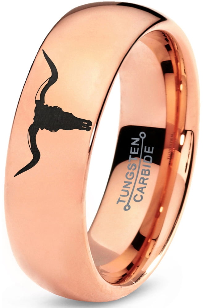 Tungsten Longhorn Texas Bull Horn Band Ring 7mm Men Women Comfort Fit ...