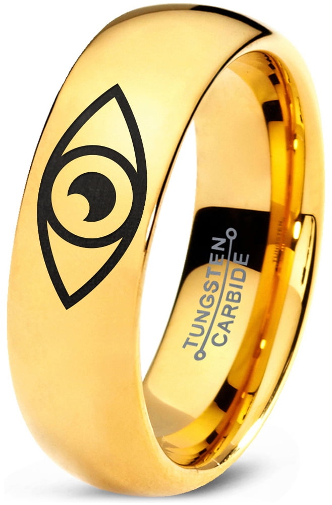 Tungsten Looking Seeing Eye Band Ring 7mm Men Women Comfort Fit 18k ...