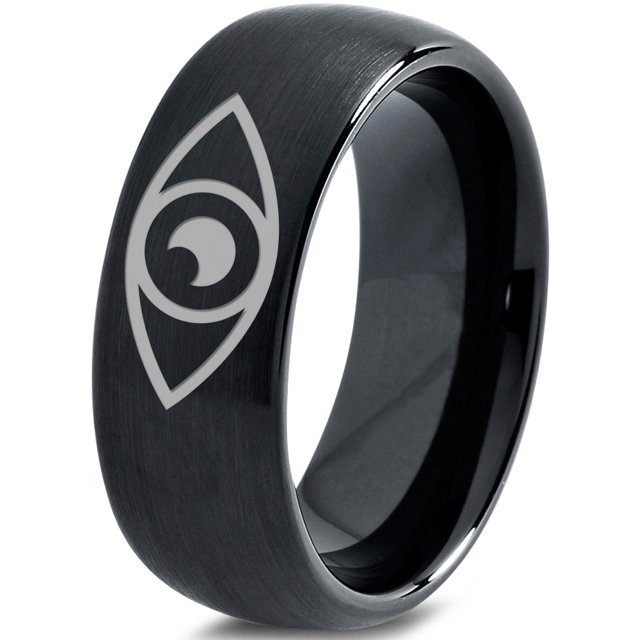 Tungsten Looking Seeing Eye Band Ring 8mm Men Women Comfort Fit Black ...