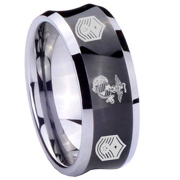 Tungsten Marine Chief Master Sergeant 8mm Brushed Black Polished ...