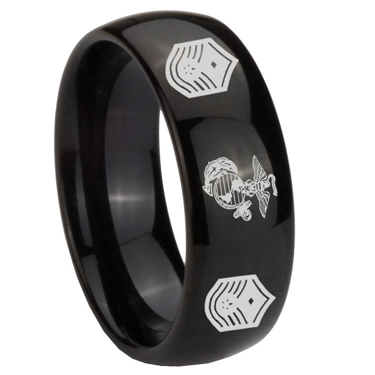 Tungsten Marine Chief Master Sergeant 8mm Glossy Black Polished Dome ...