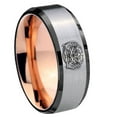 Tungsten Masonic 32 Degree Freemason 8mm Gray And Rose Gold Beveled ...