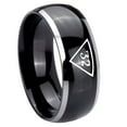 Tungsten Masonic 32 Triangle Freemason 8mm Glossy Black 2 Tone Dome ...