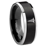Tungsten Medical Symbol 8mm Brushed Black 2 Tone Beveled Edges Men Ring ...