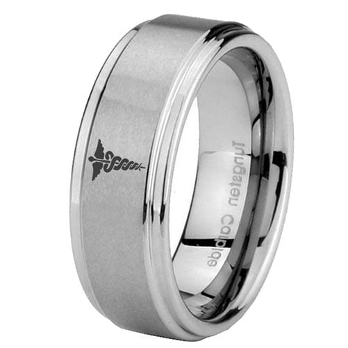 Tungsten Medical Symbol 8mm Brushed Gray Step Edges Men Ring - Walmart.com