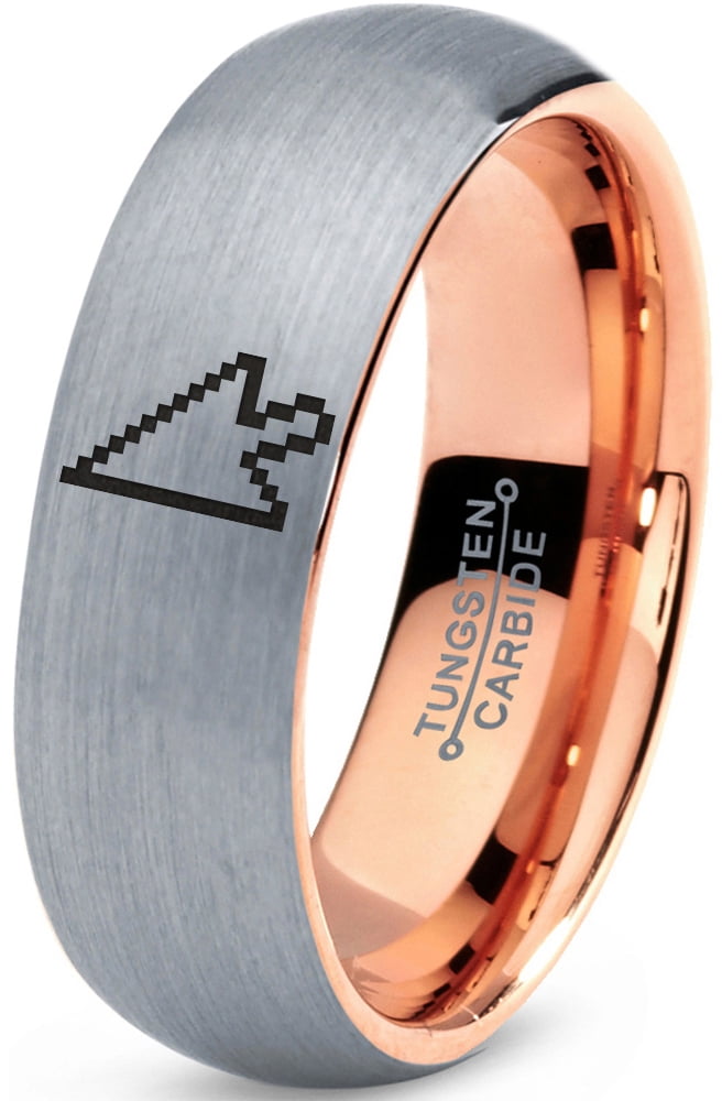 Tungsten Mouse Arrow Pointer Cursor Band Ring 7mm Men Women Comfort Fit ...