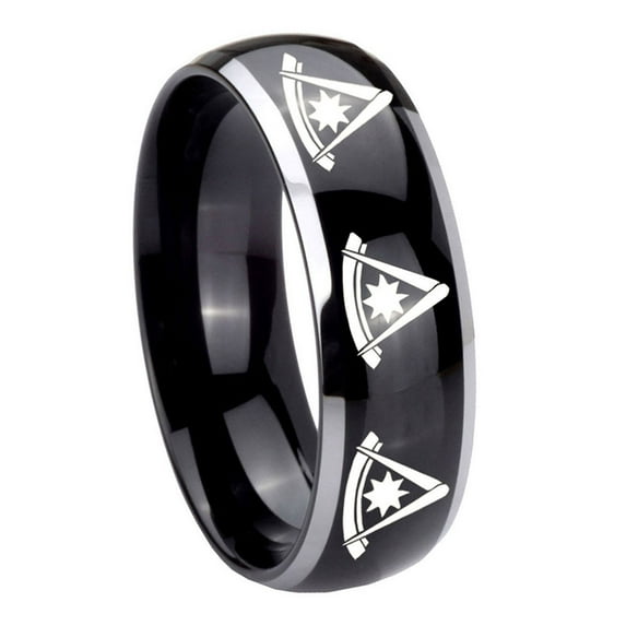 Tungsten Multiple Pester Master Masonic 8mm Black 2 Tone Dome Polished ...