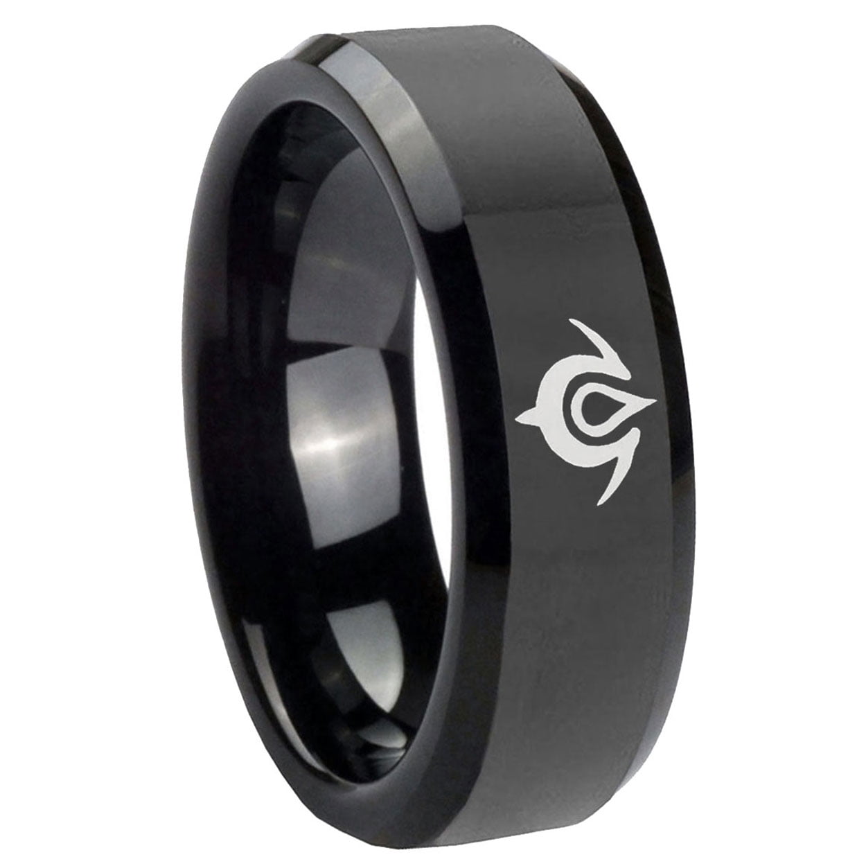 Tungsten Naga 8mm Black Polished Beveled Edges Promised Ring - Walmart.com