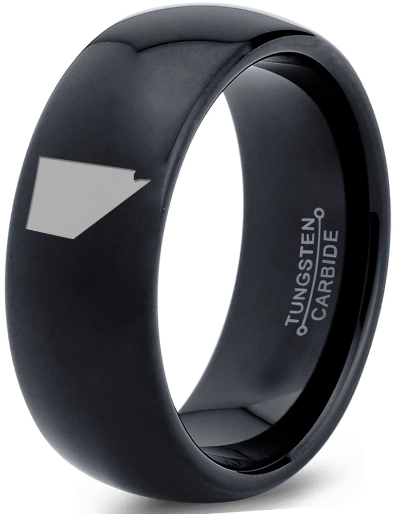 Tungsten Nevada The Silver State Band Ring 8mm Men Women Comfort Fit ...