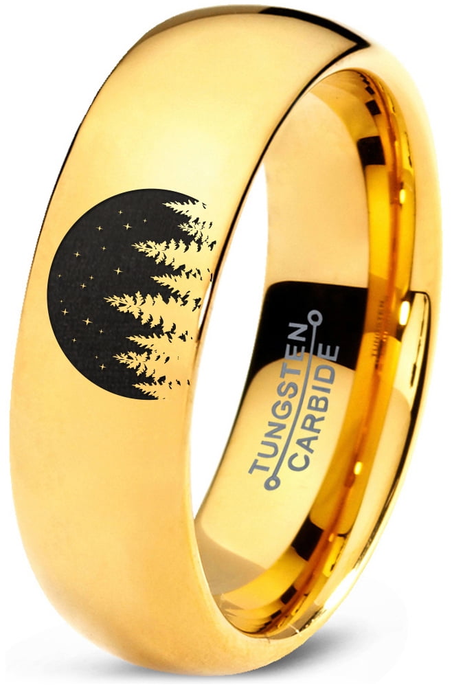 Tungsten Night Skyline Outdoor Camping Band Ring 7mm Men Women Comfort ...