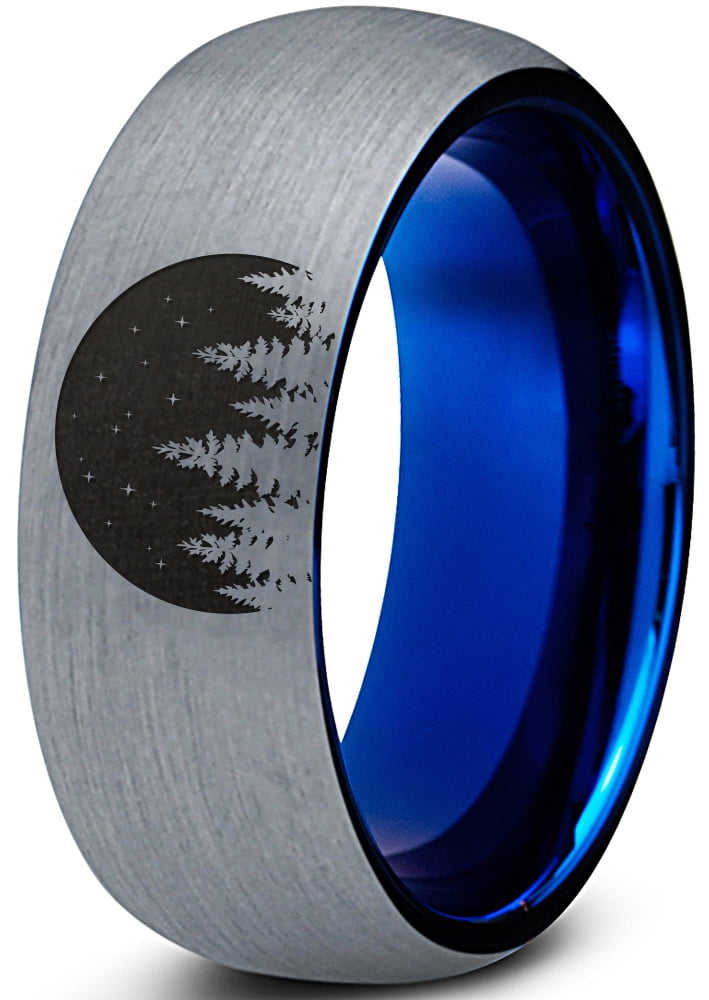 Tungsten Night Skyline Outdoor Camping Band Ring 8mm Men Women Comfort ...