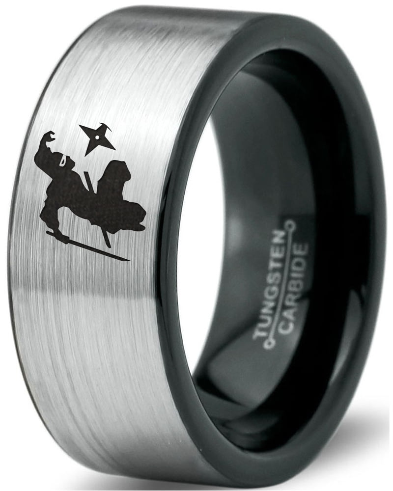 Tungsten Ninja Star Throwing Martial Arts Band Ring 8mm Men Women ...