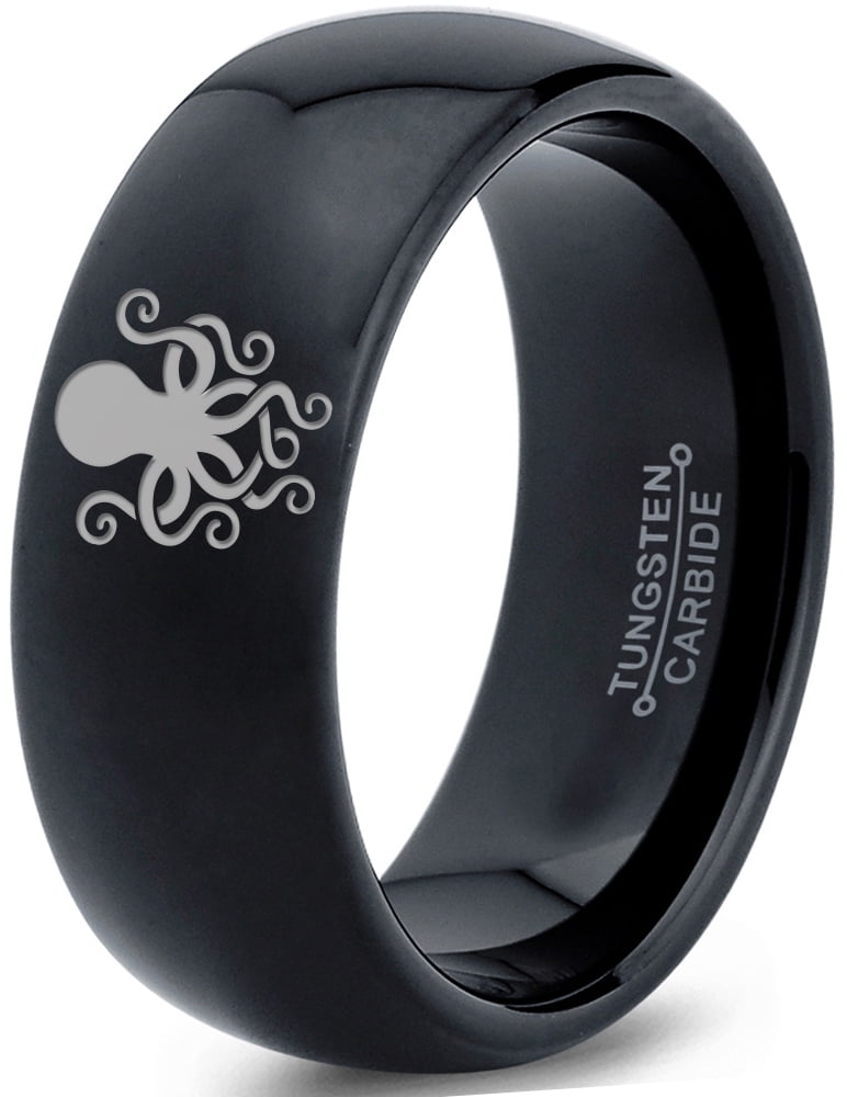 Tungsten Octopus Squid Sea Creature Band Ring 8mm Men Women Comfort Fit ...