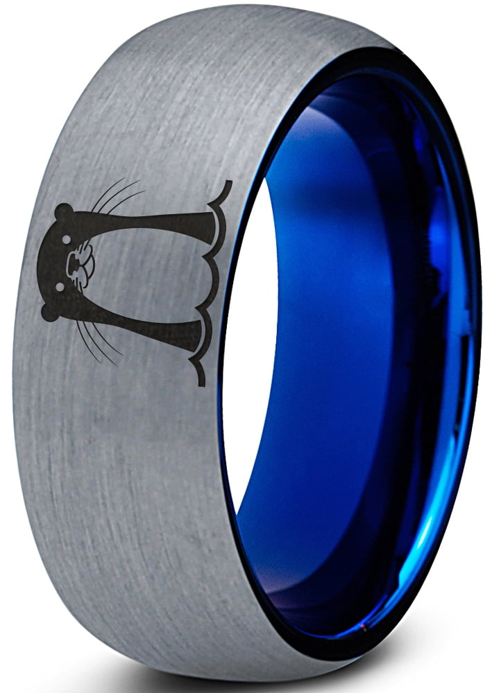 Tungsten Otter Otters Sea Animals Ring 8mm Men Women Comfort Fit Blue ...