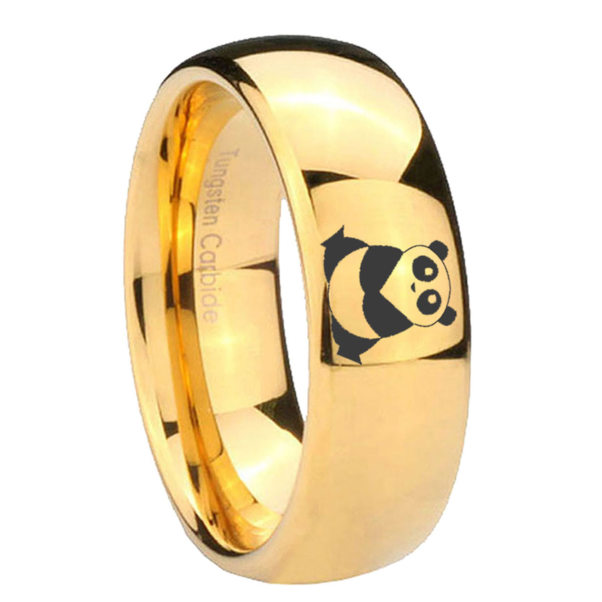Tungsten Panda 8mm Glossy Gold Plated Dome Polished Men Ring - Walmart.com
