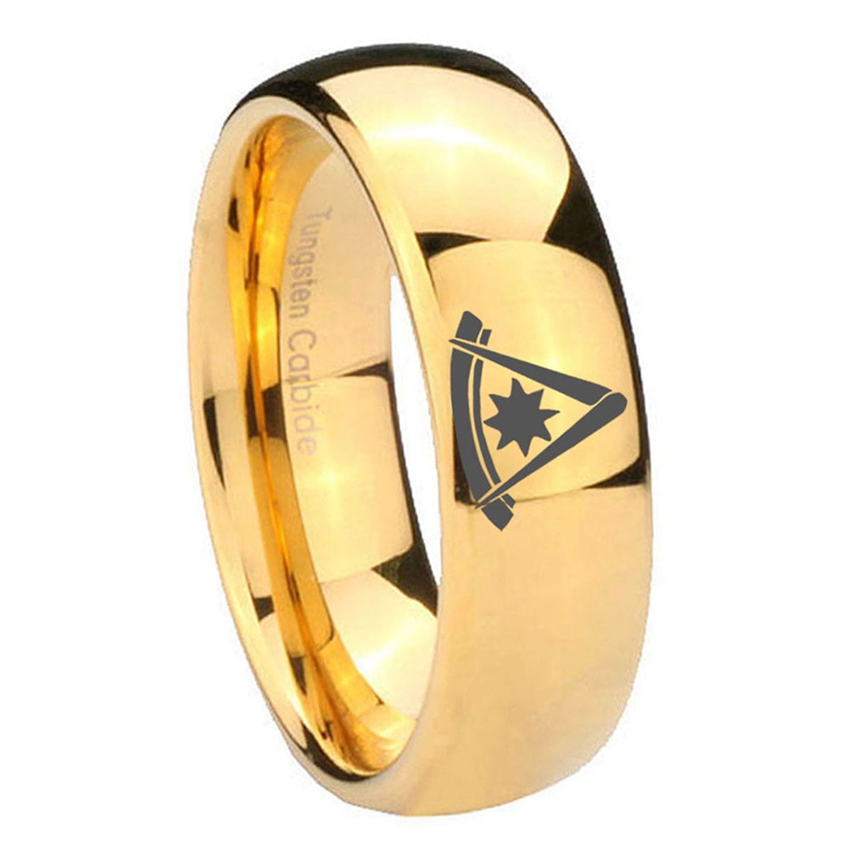 Tungsten Pester Master Masonic 8mm Glossy Gold Plated Dome Polished Men ...