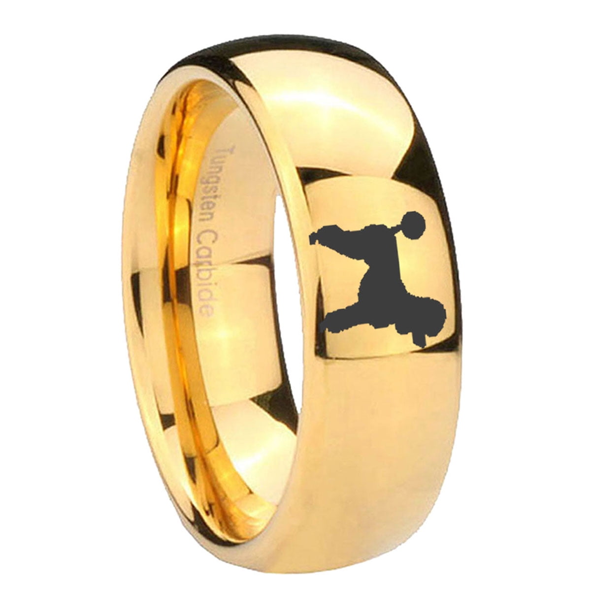 Tungsten Poodle Design 8mm Glossy Gold Plated Dome Polished Men Ring ...