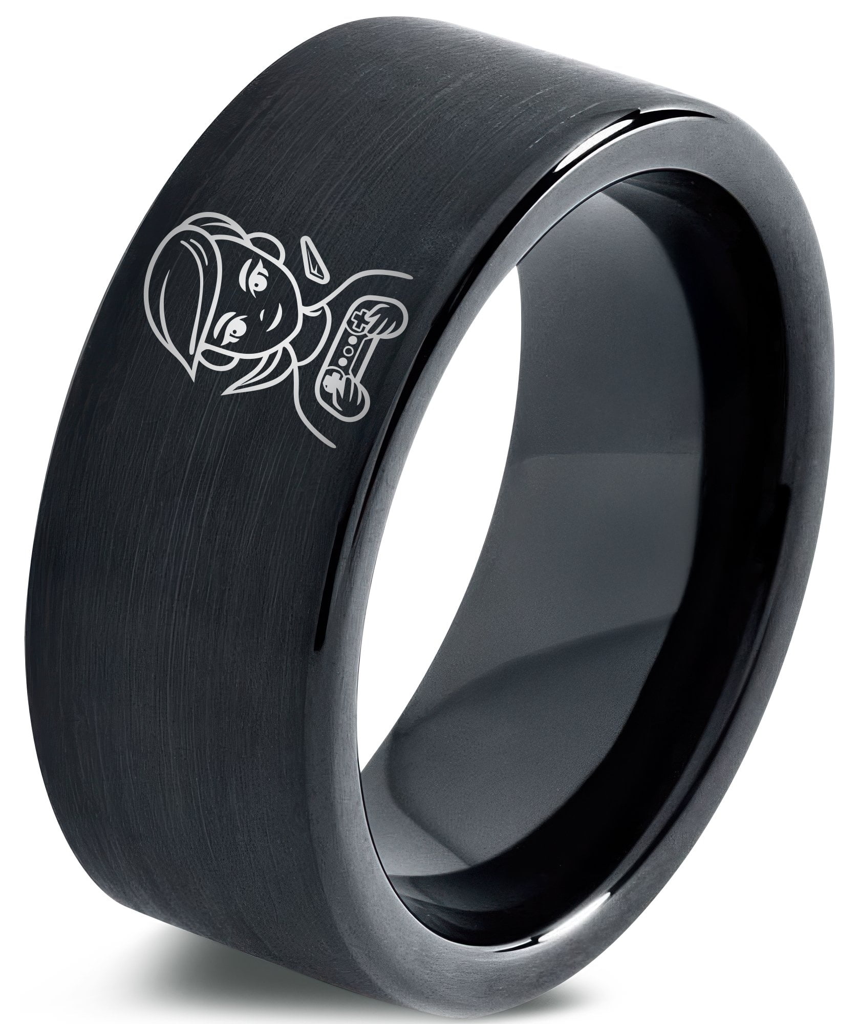 Black Ring for Men Custom Tungsten Gamer Wedding Bands Women Softball ...