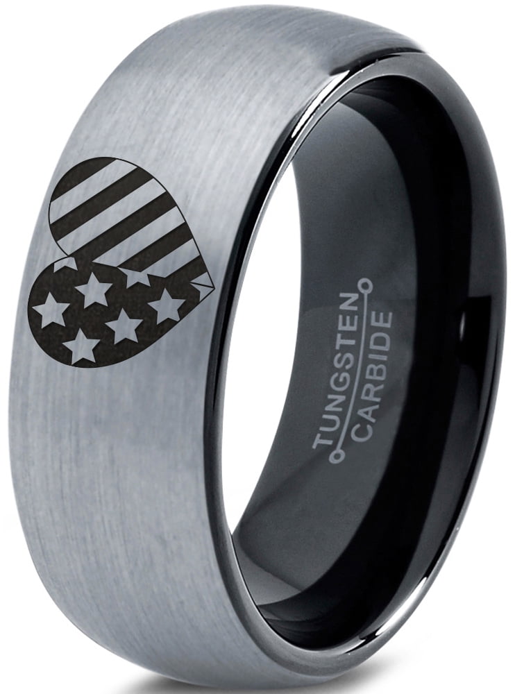 Tungsten Racing Flag Band Ring 8mm Men Women Comfort Fit Black Dome ...