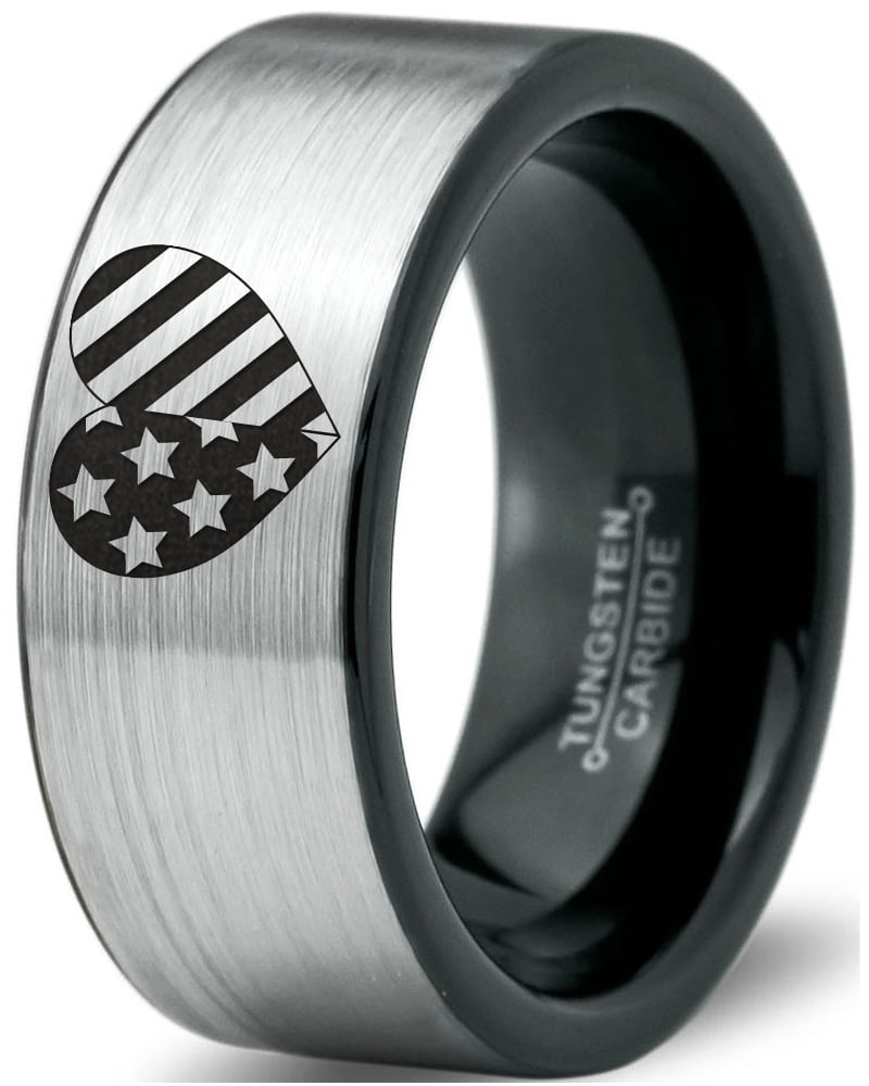 Tungsten Racing Flag Band Ring 8mm Men Women Comfort Fit Brushed Gray ...