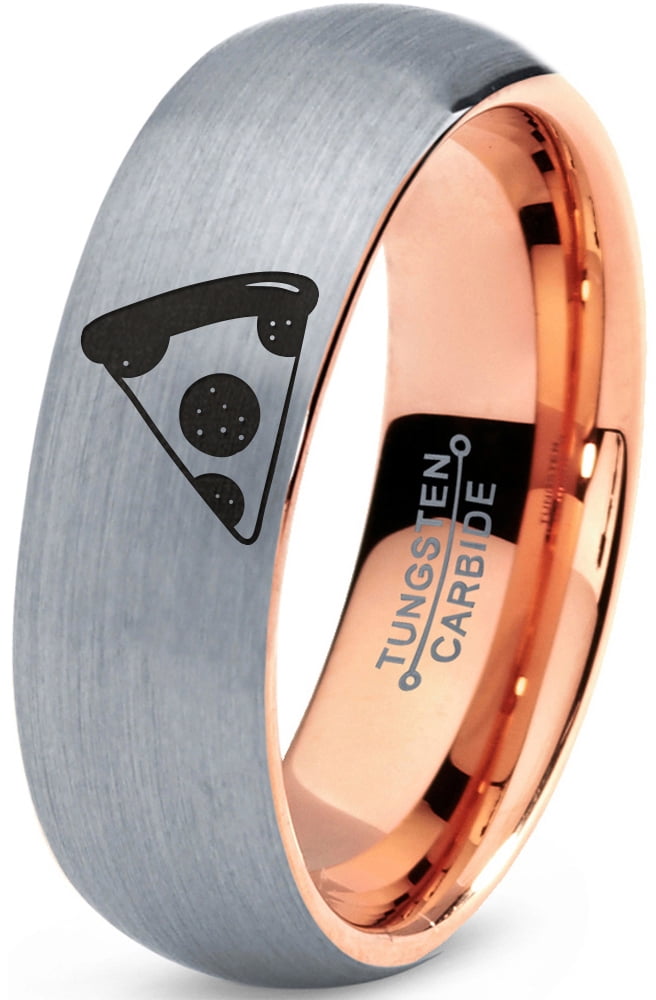 Tungsten Savory Slice Pepperoni Pizza Food Band Ring 7mm Men Women ...