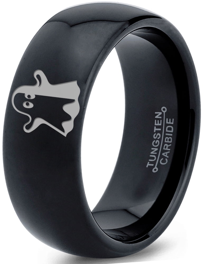 Tungsten Scary Haunting Ghost Emoji Band Ring 8mm Men Women Comfort Fit ...