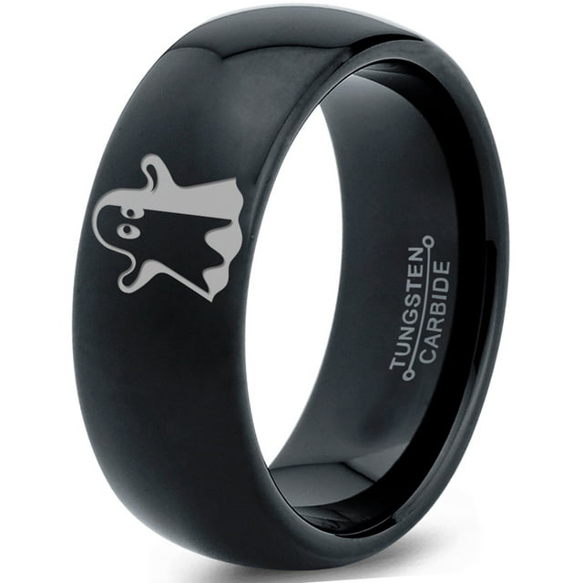 Tungsten Scary Haunting Ghost Emoji Band Ring 8mm Men Women Comfort Fit ...