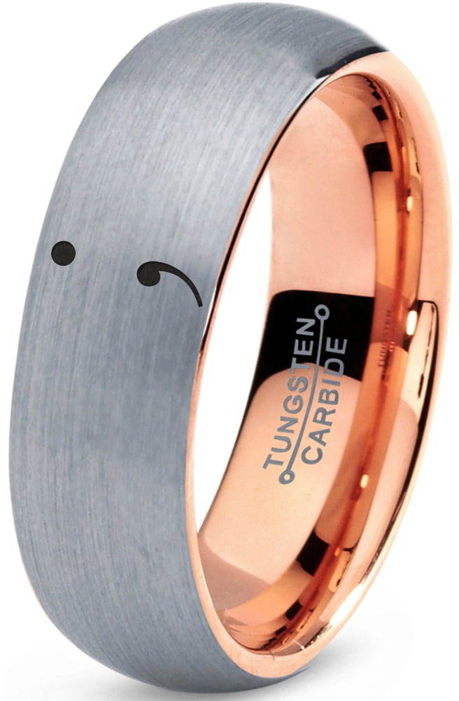 Tungsten Semicolon Punctuation Mark Symbol Band Ring 7mm Men Women ...