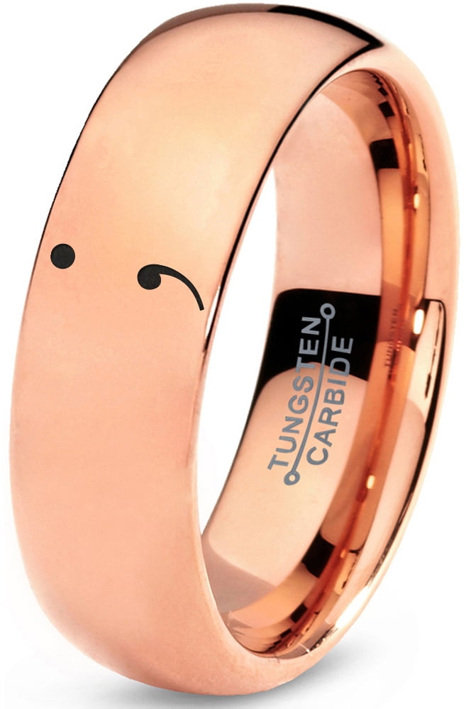 Tungsten Semicolon Punctuation Mark Symbol Band Ring 7mm Men Women ...