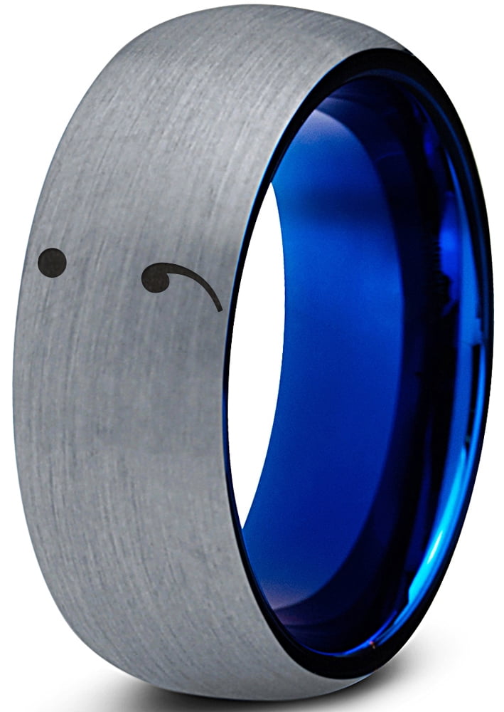 Tungsten Semicolon Punctuation Mark Symbol Band Ring 8mm Men Women ...