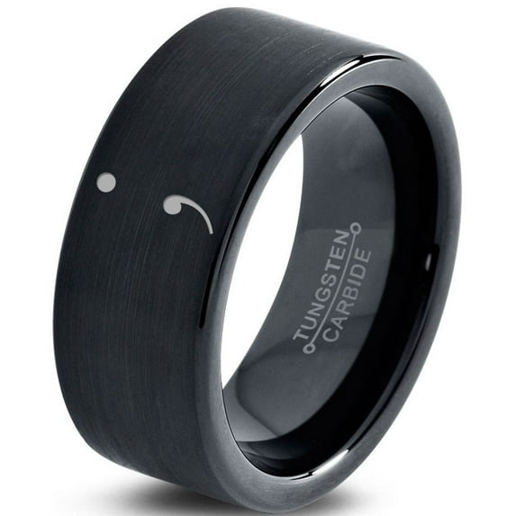 Tungsten Semicolon Punctuation Mark Symbol Band Ring 9mm Men Women ...