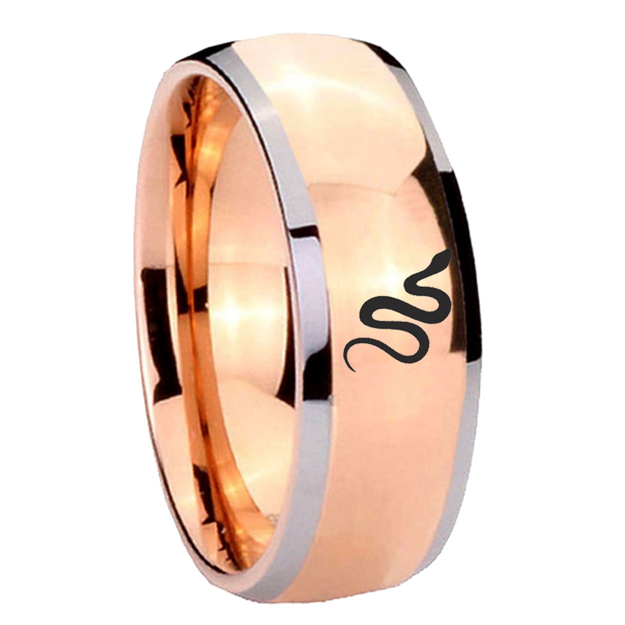 Tungsten Snake 8mm Shinny Rose Gold Two Tone Dome Men Ring - Walmart.com