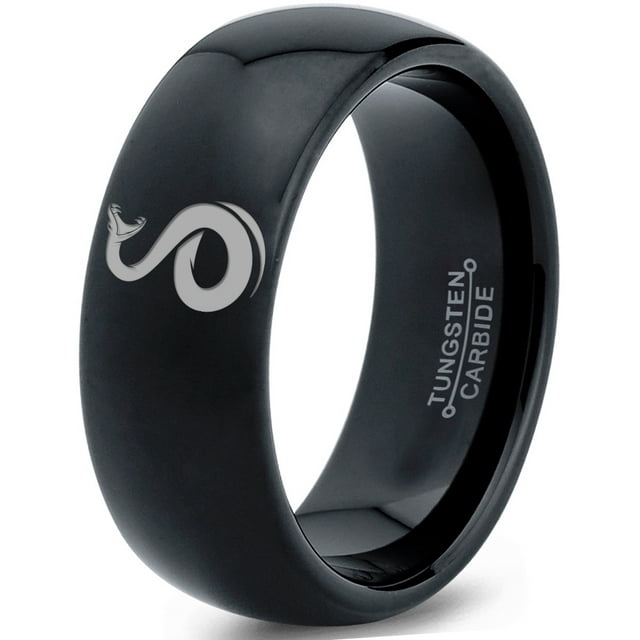 Tungsten Snake Serpent Slither Rattle Bite Band Ring 8mm Men Women ...