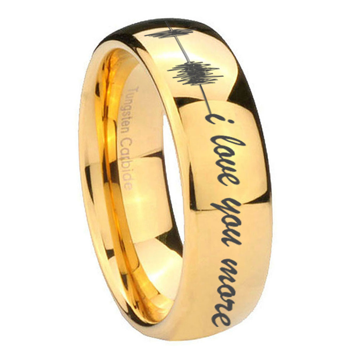 Tungsten Sound Wave I love you more 8mm Glossy Gold Plated Dome ...