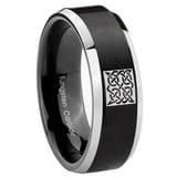 Tungsten Square Celtic 8mm Black 2 Tone Beveled Edges Men's Ring ...