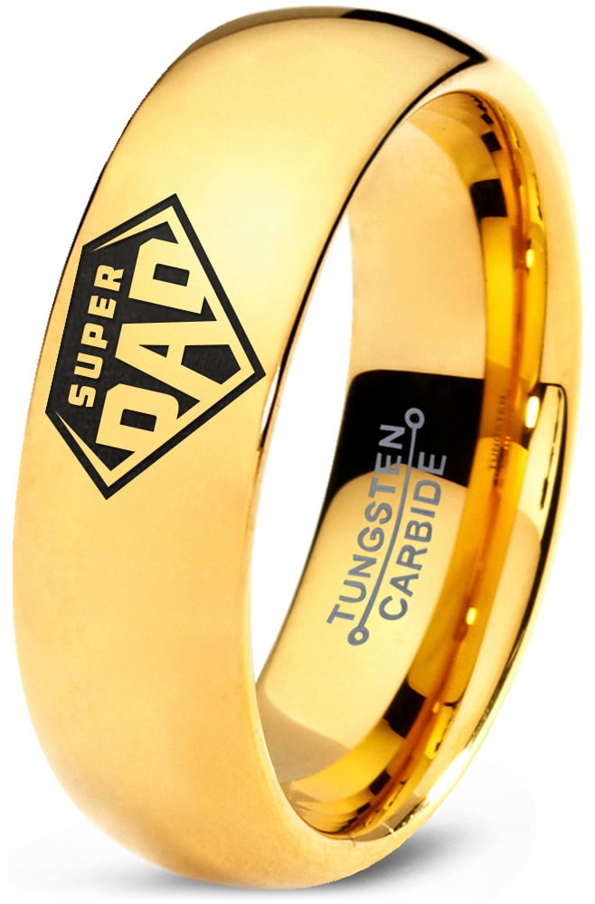 Tungsten Superhero Super Dad Emblem Symbol Band Ring 7mm Men Women ...