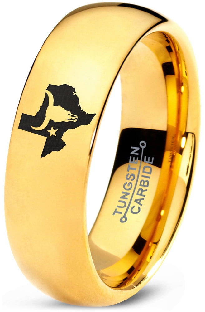 Tungsten Texas The Lone Star State Longhorn Band Ring 7mm Men Women ...