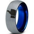 Tungsten Thumbs Up Emoji Band Ring 8mm Men Women Comfort Fit Blue Dome ...