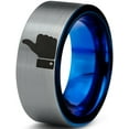 Tungsten Thumbs Up Emoji Band Ring 8mm Men Women Comfort Fit Blue Flat ...