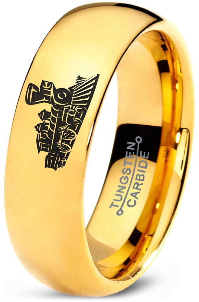 Tungsten Train Trains Transportation Cargo Rail Band Ring 7mm Men Women ...