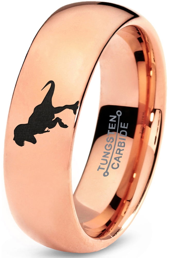 Tungsten Tyrannosaurus Rex Band Ring 7mm Men Women Comfort Fit 18k Rose ...