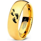 Tungsten Walking Trail Human Footprints Band Ring 7mm Men Women Comfort ...