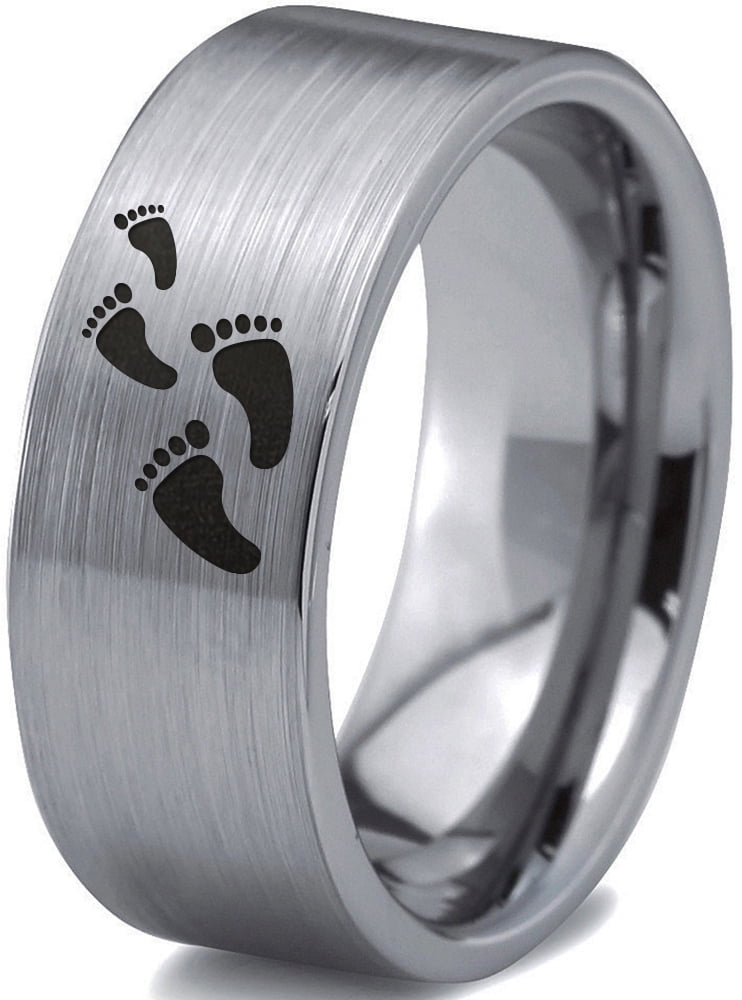 Tungsten Walking Trail Human Footprints Band Ring 8mm Men Women Comfort ...
